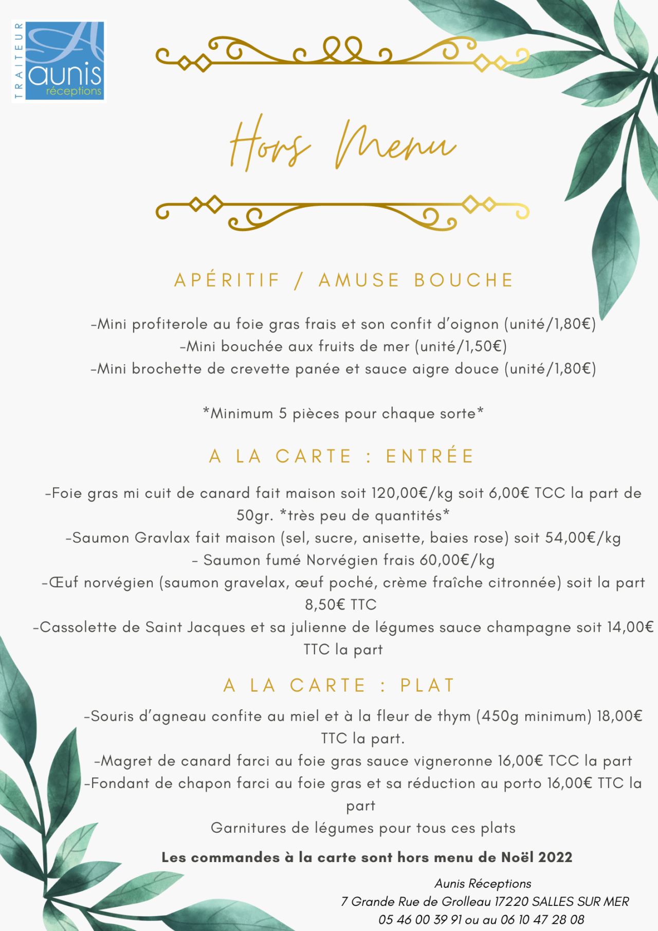 Plats cuisinés à emporter | Traiteur les Délices d'Aunis